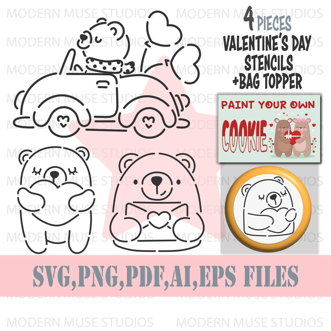 Valentines Day Pyo Stencil Bundle, Pyo Cookie Stencil Svg, Pyo Cookie ...