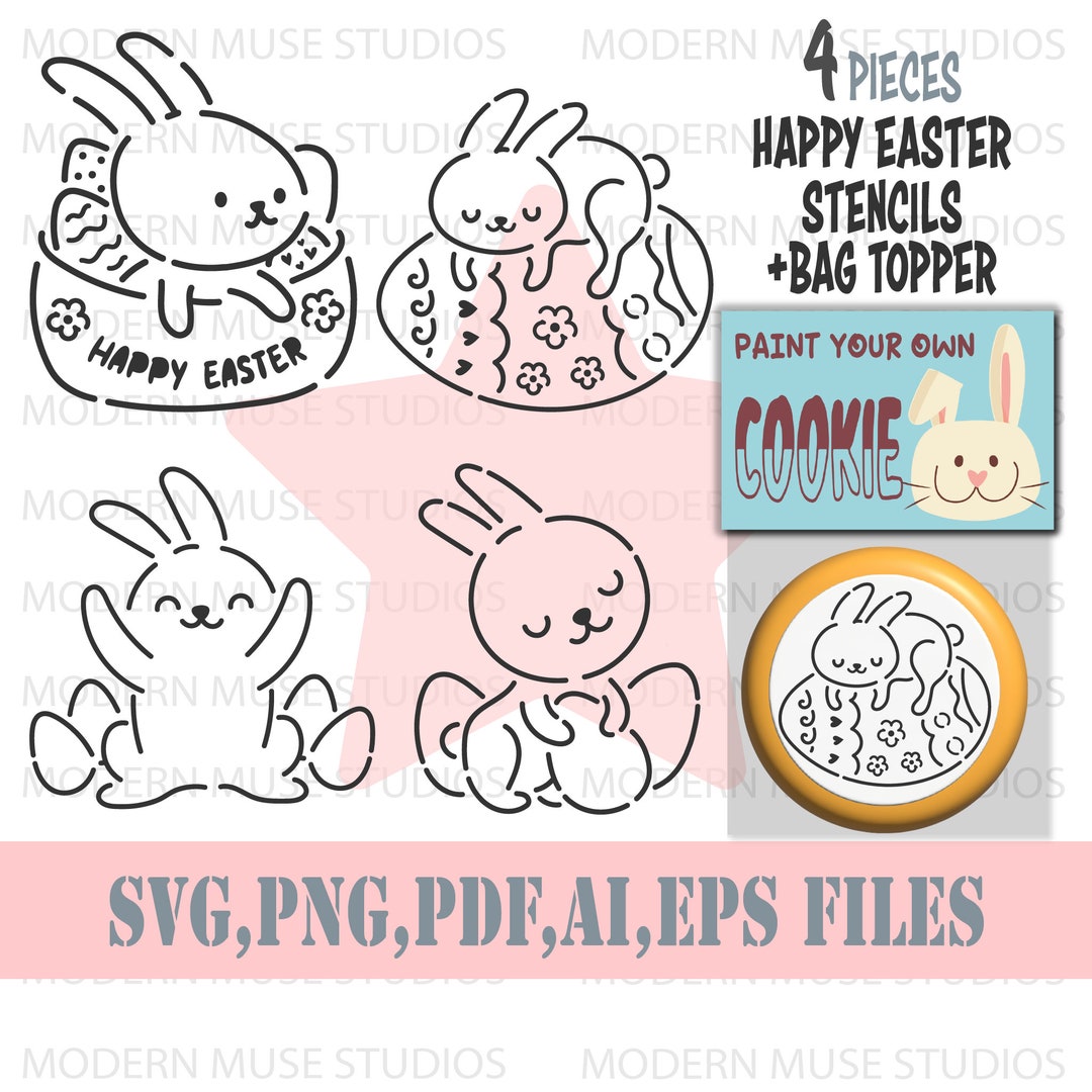 Happy Easter Pyo Stencil Bundle, Easter Sugar Cookies, Pyo Cookie ...