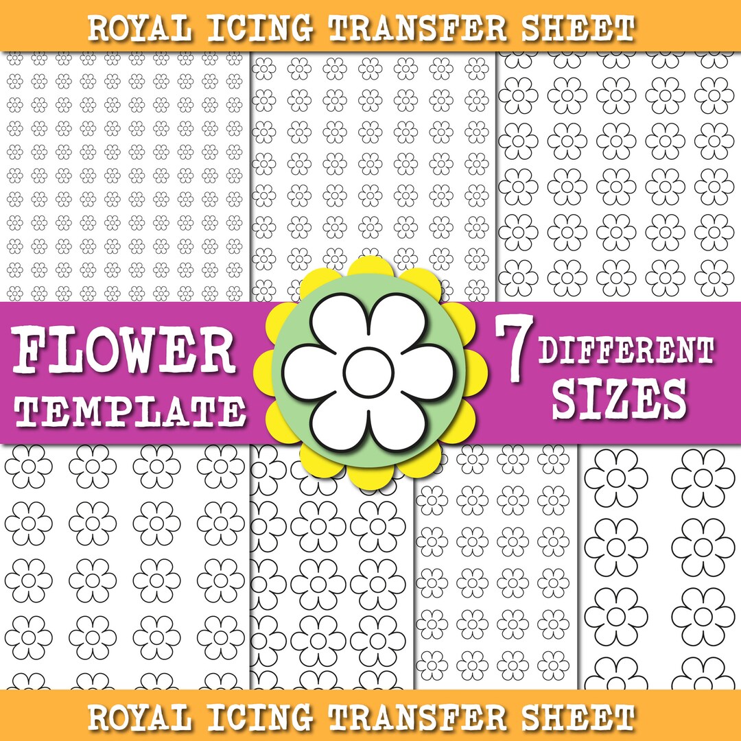 Flower Royal Icing Transfer Sheets Bundle, Flower Cookies, Daisy Royal ...