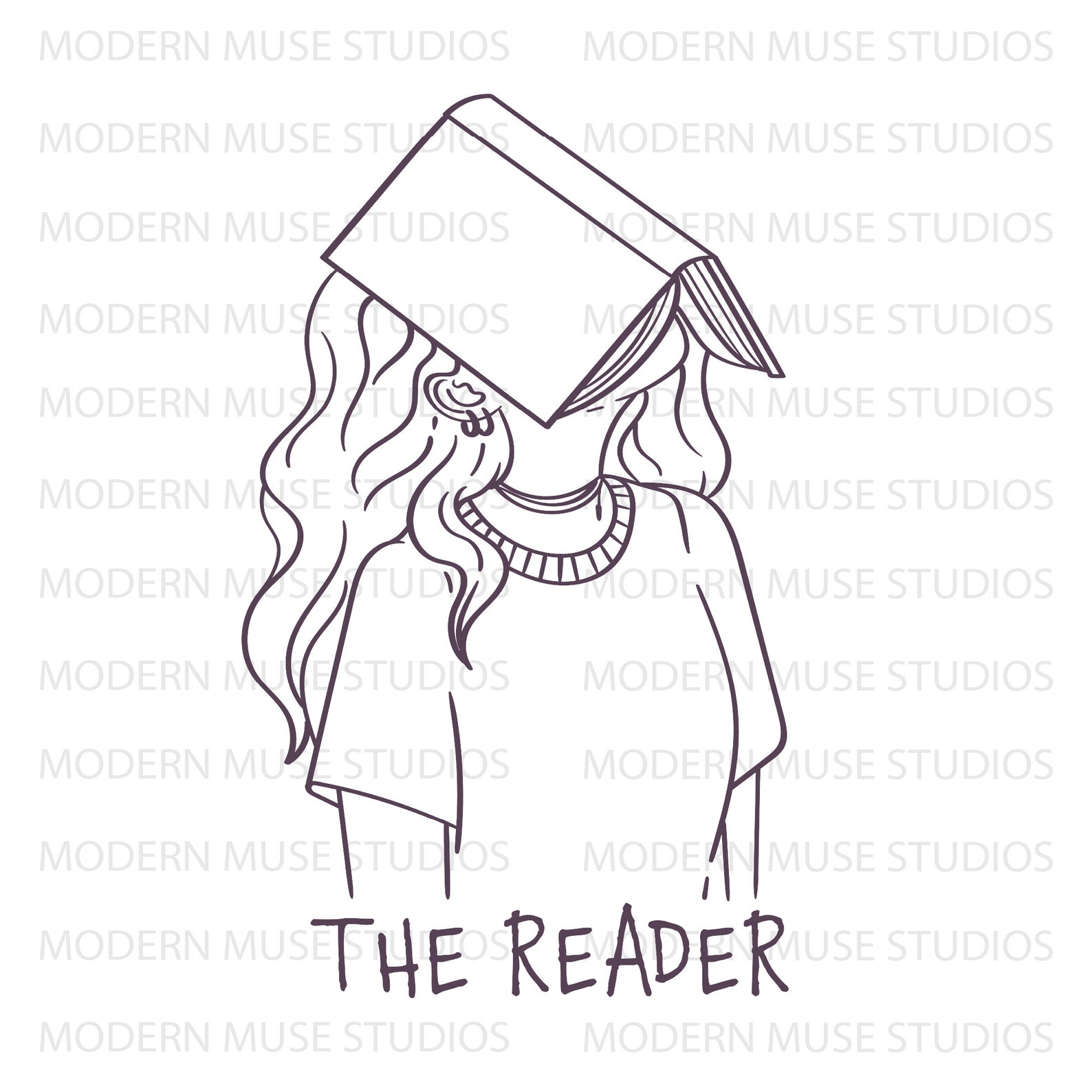 The Reader Png Svg Woman Line Art Book Lover Png - Etsy
