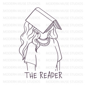 The Reader Png Svg, Woman Line Art, Book Lover Png, Sublimation Designs ...