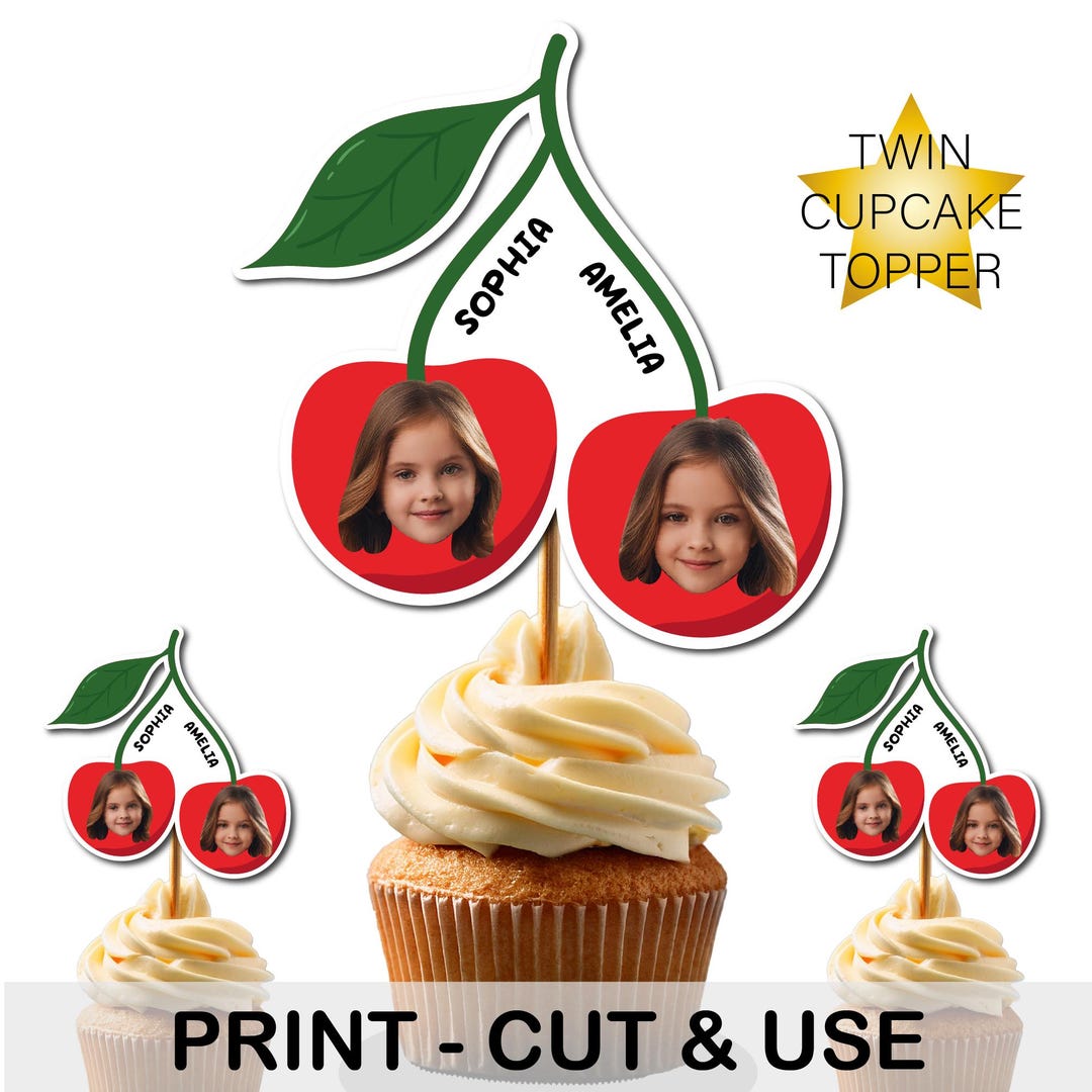 Custom Twin Sister Cupcake Toppers,face Cupcake Topper, Twin Brother ...