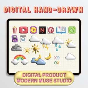 3D Cute Digital Goodnotes Planner Sticker Pack, Goodnotes Sticker ...