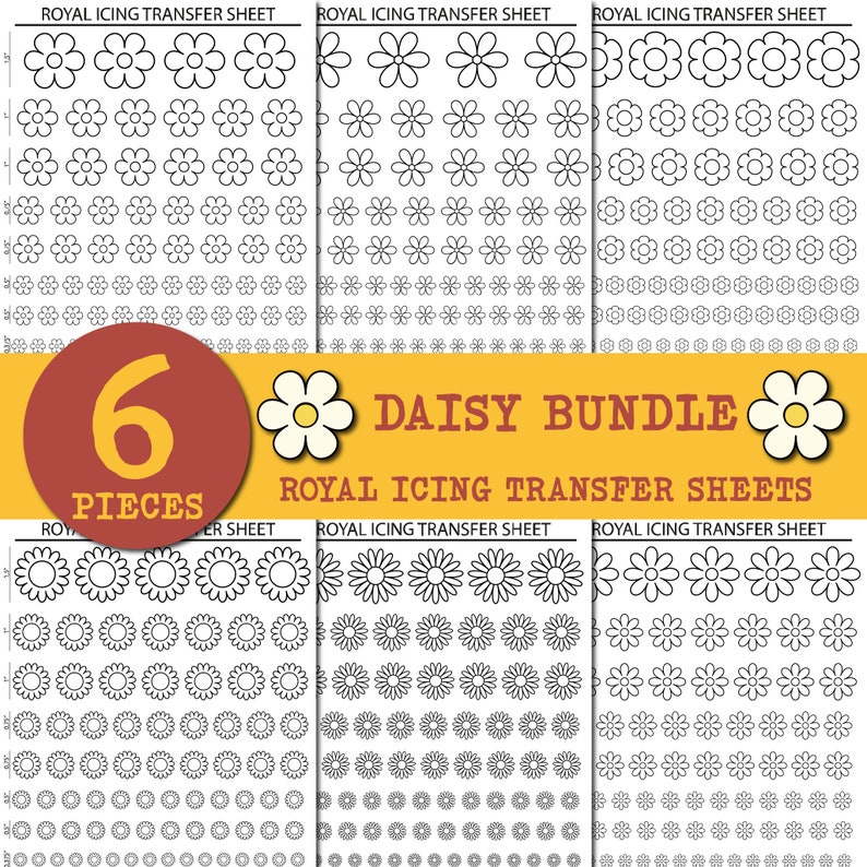 Daisy Royal Icing Transfer Sheets Bundle Flower Cookies - Etsy