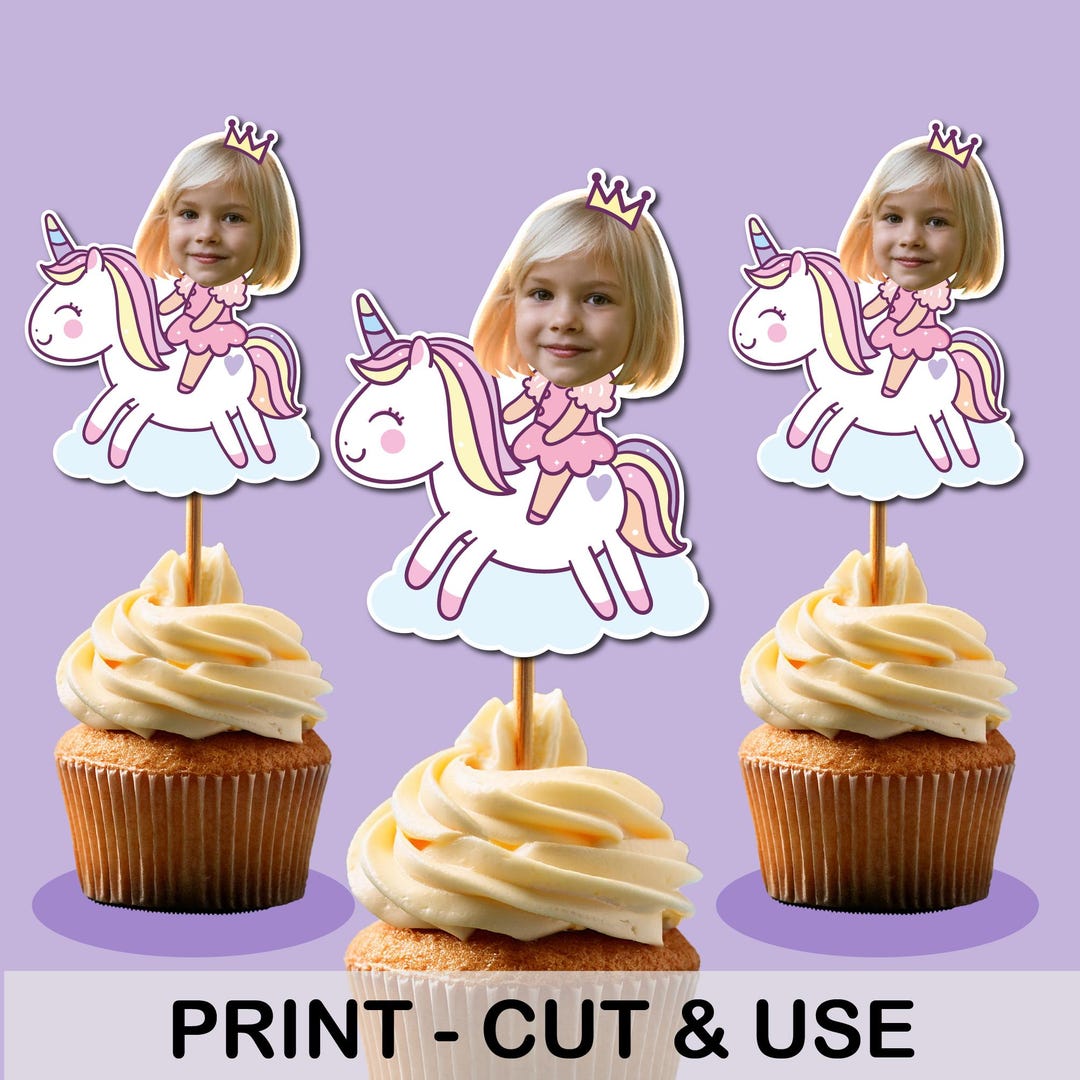 Custom Unicorn Cupcake Toppers, My First Birthday Party, Unicorn ...