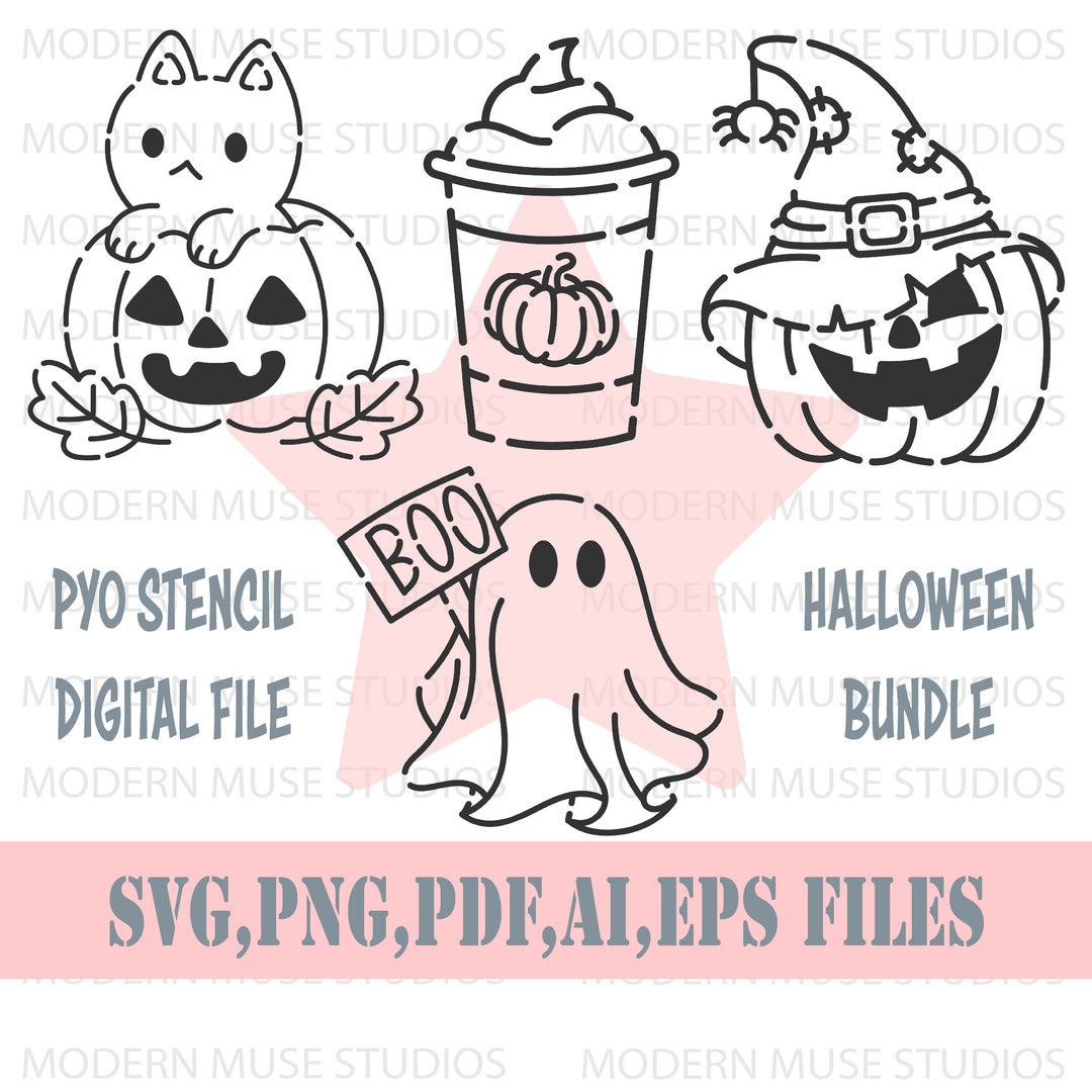 Pyo Halloween Cookie Stencil File Bundle, Pyo Fall Stencil, Cute ...