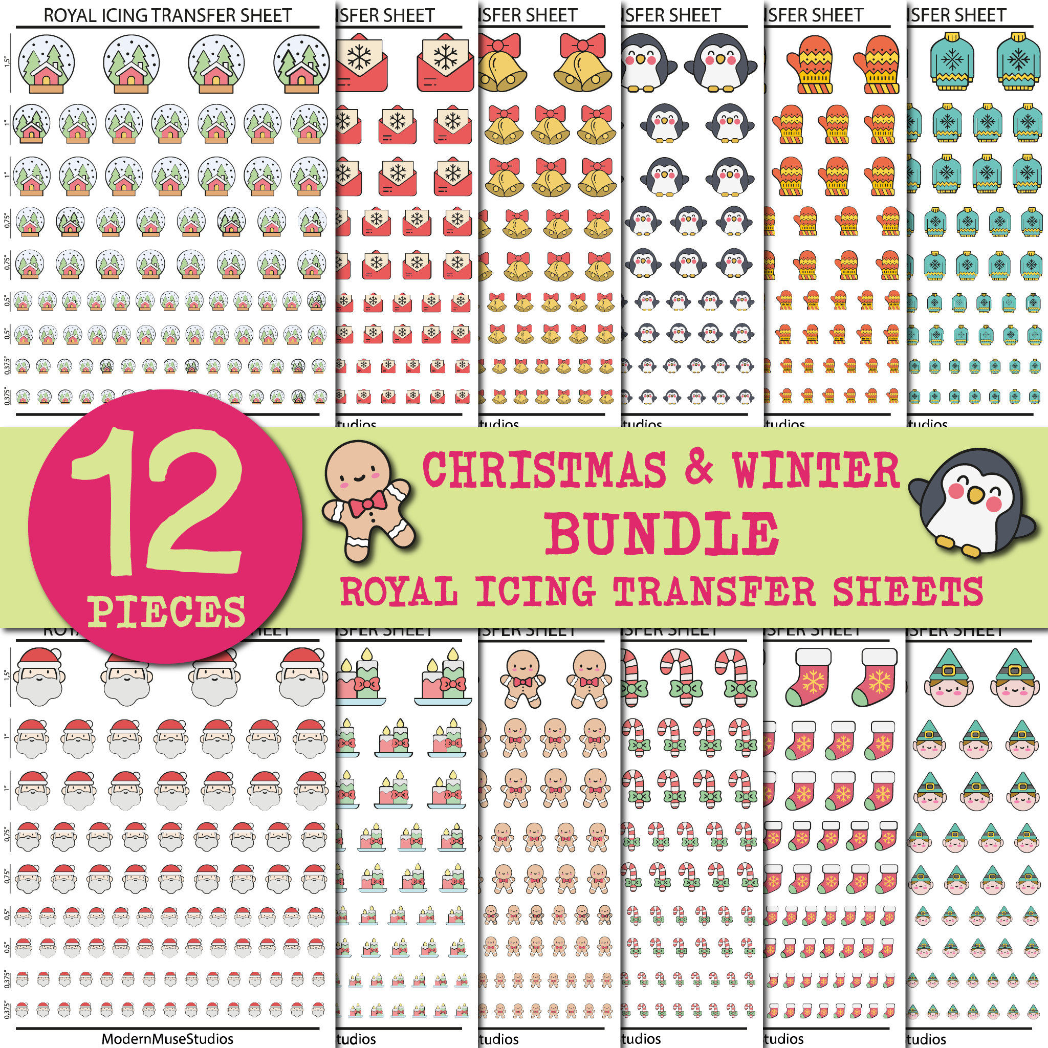 Christmas Royal Icing Transfer Sheets Bundle, Christmas Cookies, Royal ...