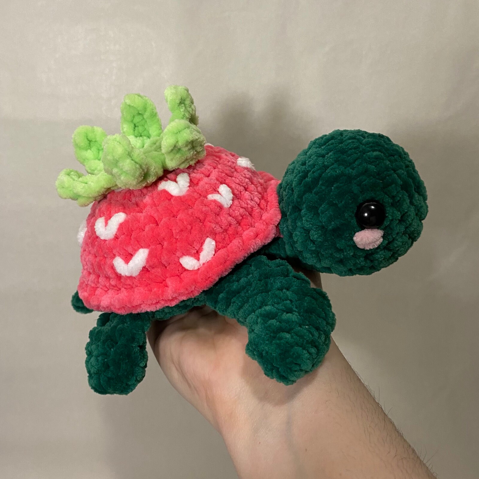 Strawberry Turtle Crochet Plushie, Amigurumi Strawberry Turtle Crochet ...