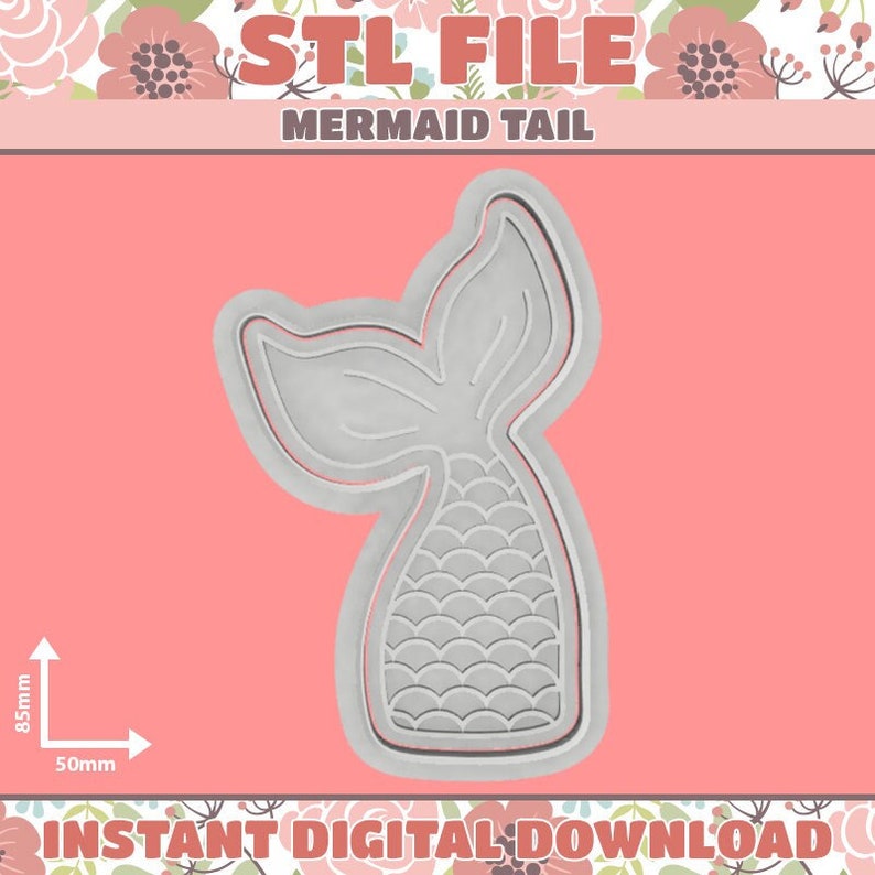 DIGITAL STL FILE Mermaid Tail Cookie Cutter and Fondant - Etsy