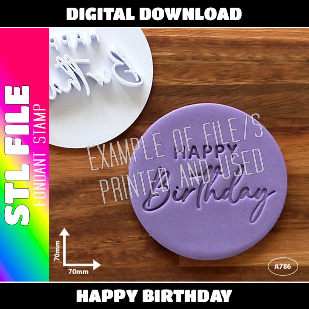 DIGITAL STL FILE - "happy Birthday" Fondant Stamp - Etsy