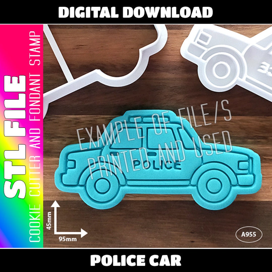 DIGITAL STL FILE Police Car Cookie Cutter and Fondant Stamp - Etsy