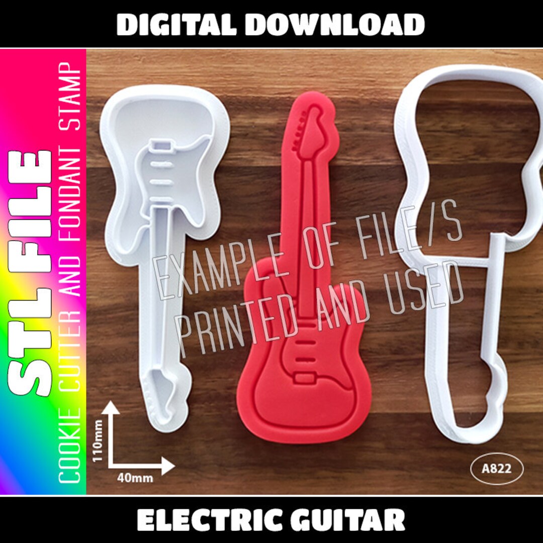 DIGITAL STL FILE Electric Guitar Cookie Cutter and Fondant Stamp - Etsy