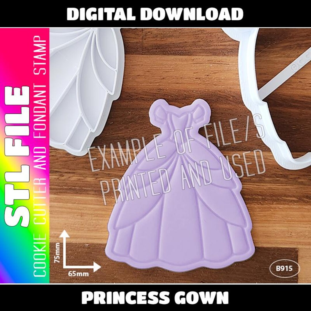 DIGITAL STL FILE - Princess Gown Cookie Cutter and Fondant Stamp - Etsy