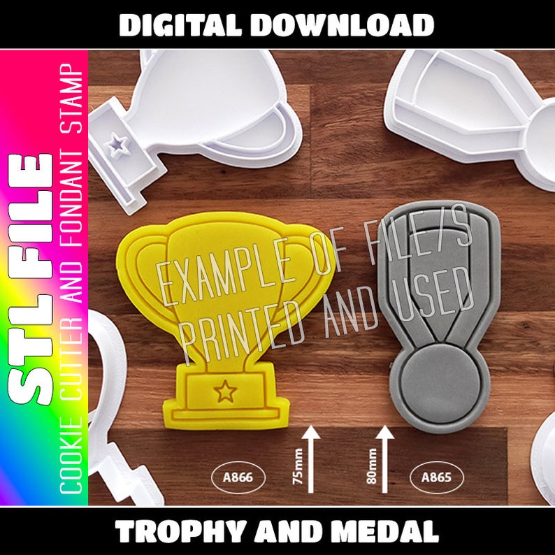 DIGITAL STL FILE Trophy and Medal Cookie Cutters and Fondant Stamps - Etsy