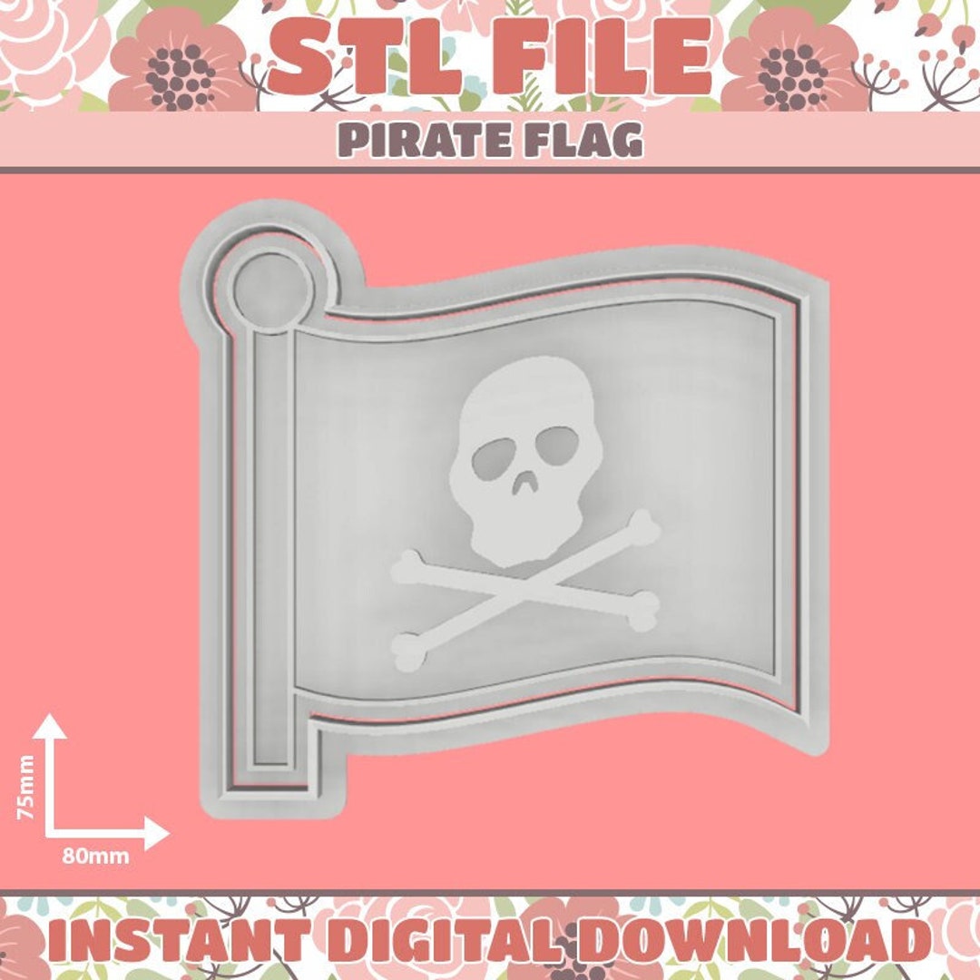 DIGITAL STL FILE Pirate Flag Cookie Cutter and Fondant Stamp - Etsy