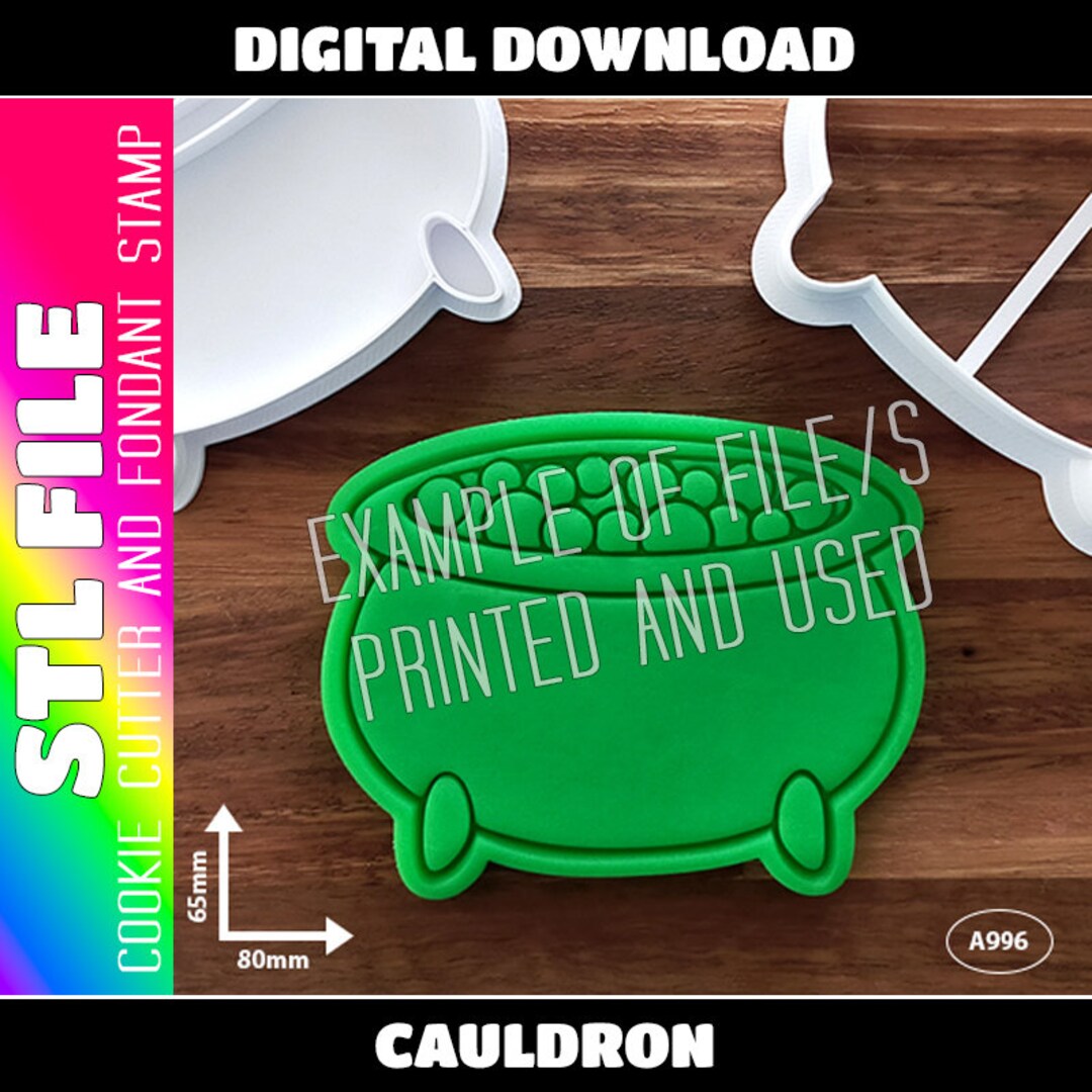 DIGITAL STL FILE Cauldron Cookie Cutter and Fondant Stamp - Etsy