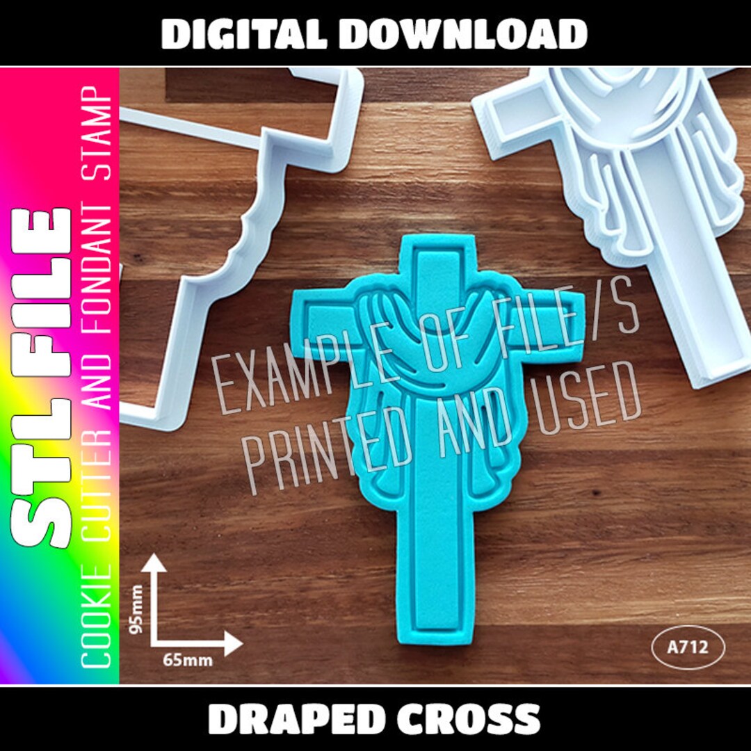 DIGITAL STL FILE - Draped Cross Cookie Cutter and Fondant Stamp - Etsy