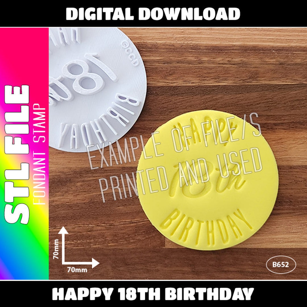 DIGITAL STL FILE happy 18th Birthday Fondant Stamp - Etsy