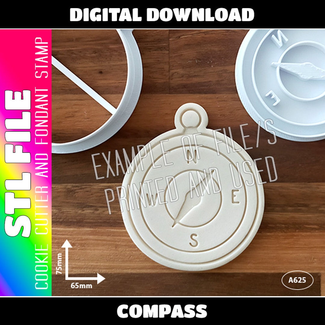 DIGITAL STL FILE Compass Cookie Cutter and Fondant Stamp - Etsy
