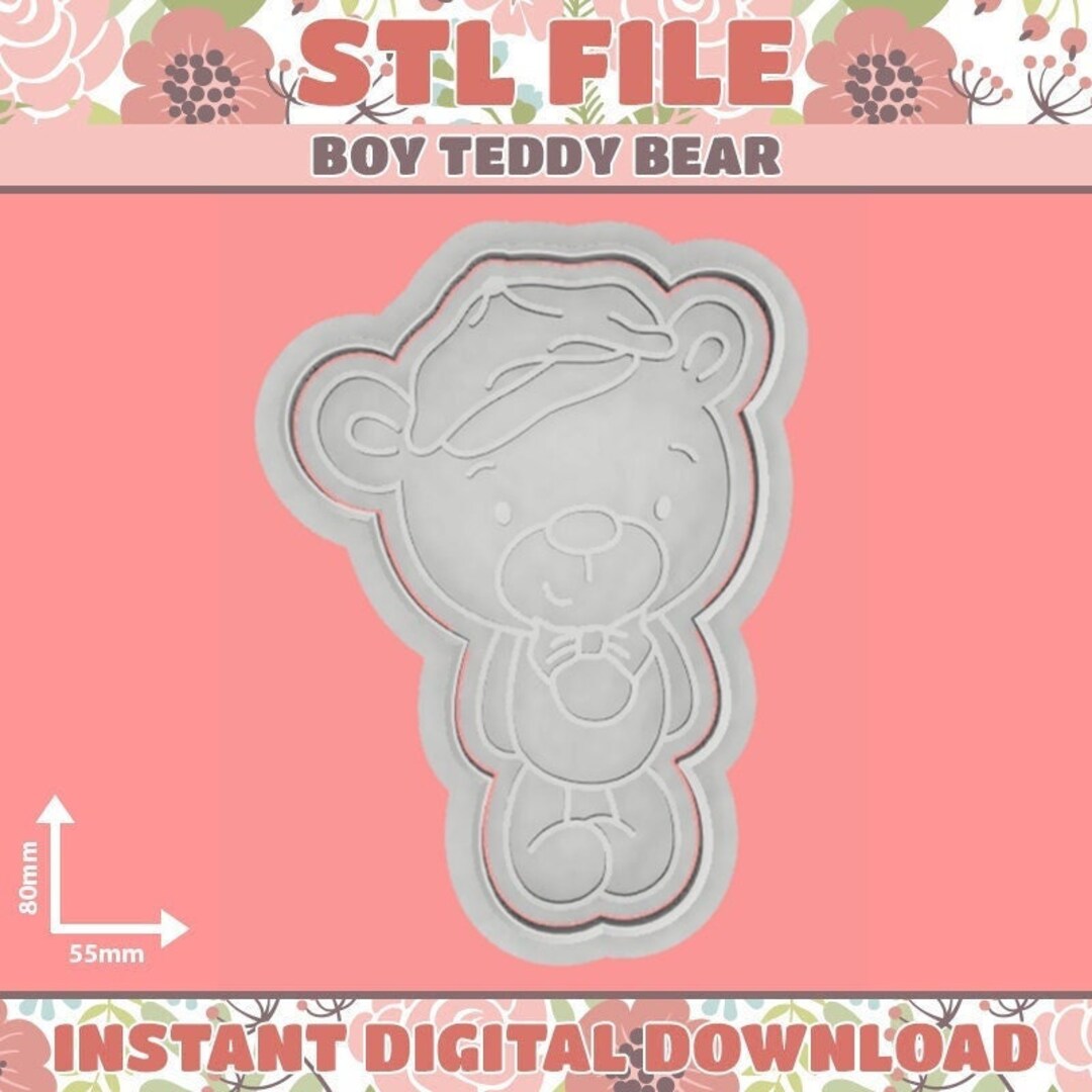 DIGITAL STL FILE Boy Teddy Bear Cookie Cutter and Fondant Stamp - Etsy