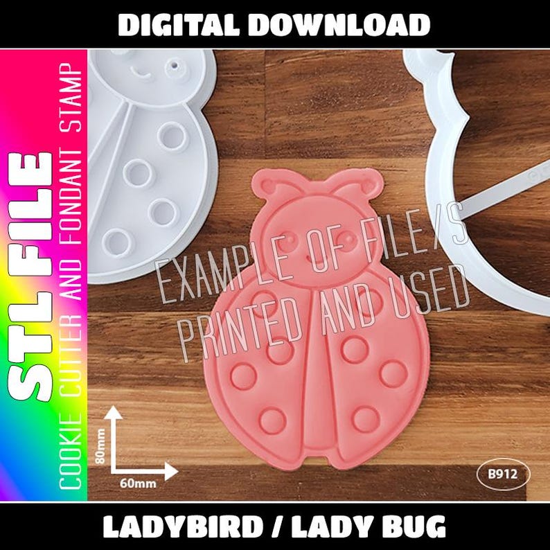 DIGITAL STL FILE - Ladybird / Ladybug Cookie Cutter and Fondant Stamp ...
