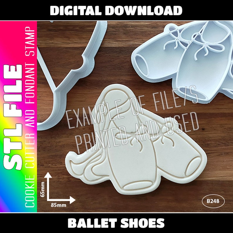 DIGITAL STL FILE Ballet / Pointe Shoes Cookie Cutter and Fondant Stamp ...