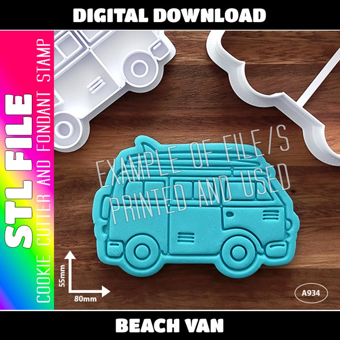 DIGITAL STL FILE - Beach Van Cookie Cutter and Fondant Stamp - Etsy