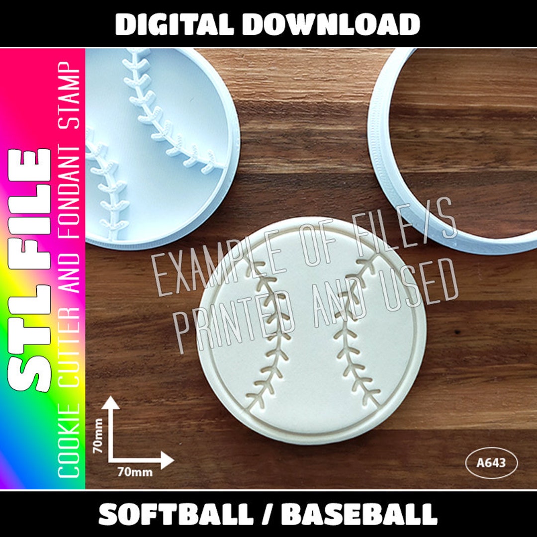 DIGITAL STL FILE - Softball / Baseball Cookie Cutter and Fondant Stamp ...