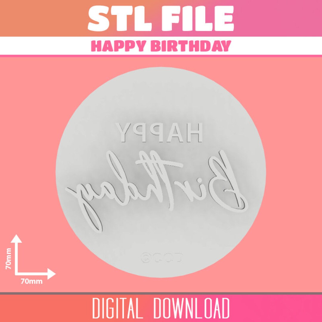DIGITAL STL FILE happy Birthday Fondant Stamp - Etsy
