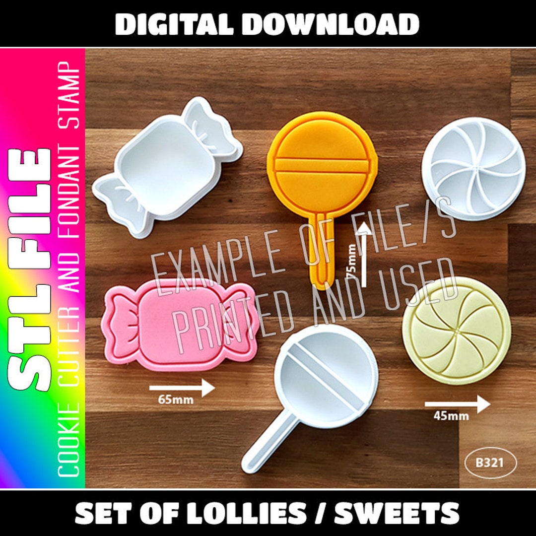 DIGITAL STL FILE - Set of Lollies / Sweets Cookie Cutters and Fondant ...