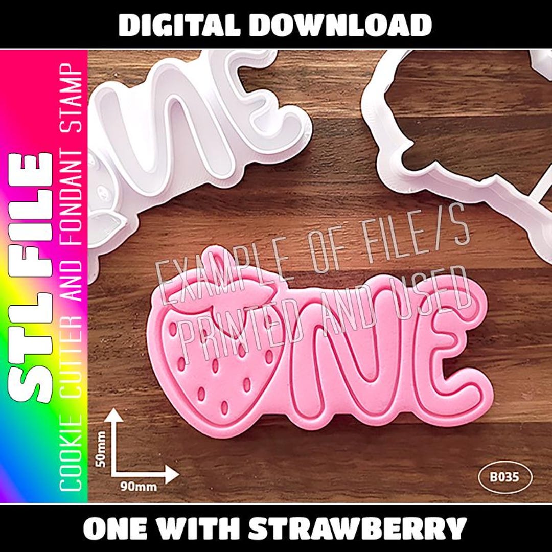 DIGITAL STL FILE - Strawberry One Cookie Cutter and Fondant Stamp - Etsy
