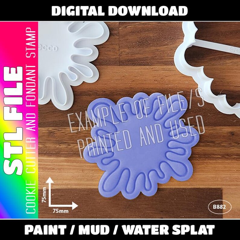 DIGITAL STL FILE - Paint / Mud / Water Splat Cookie Cutter and Fondant ...