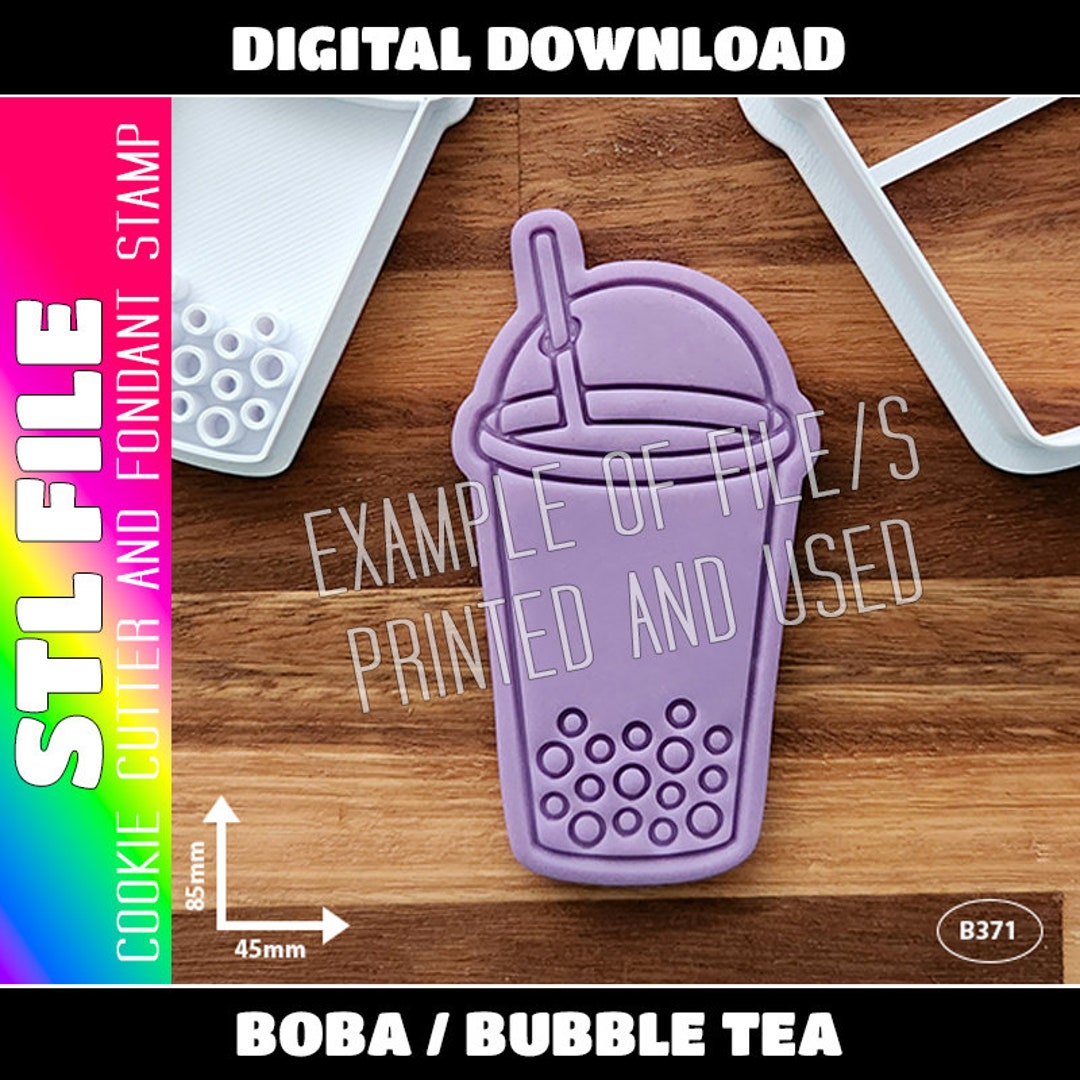 DIGITAL STL FILE Boba / Bubble Tea Drink Cookie Cutter and Fondant ...