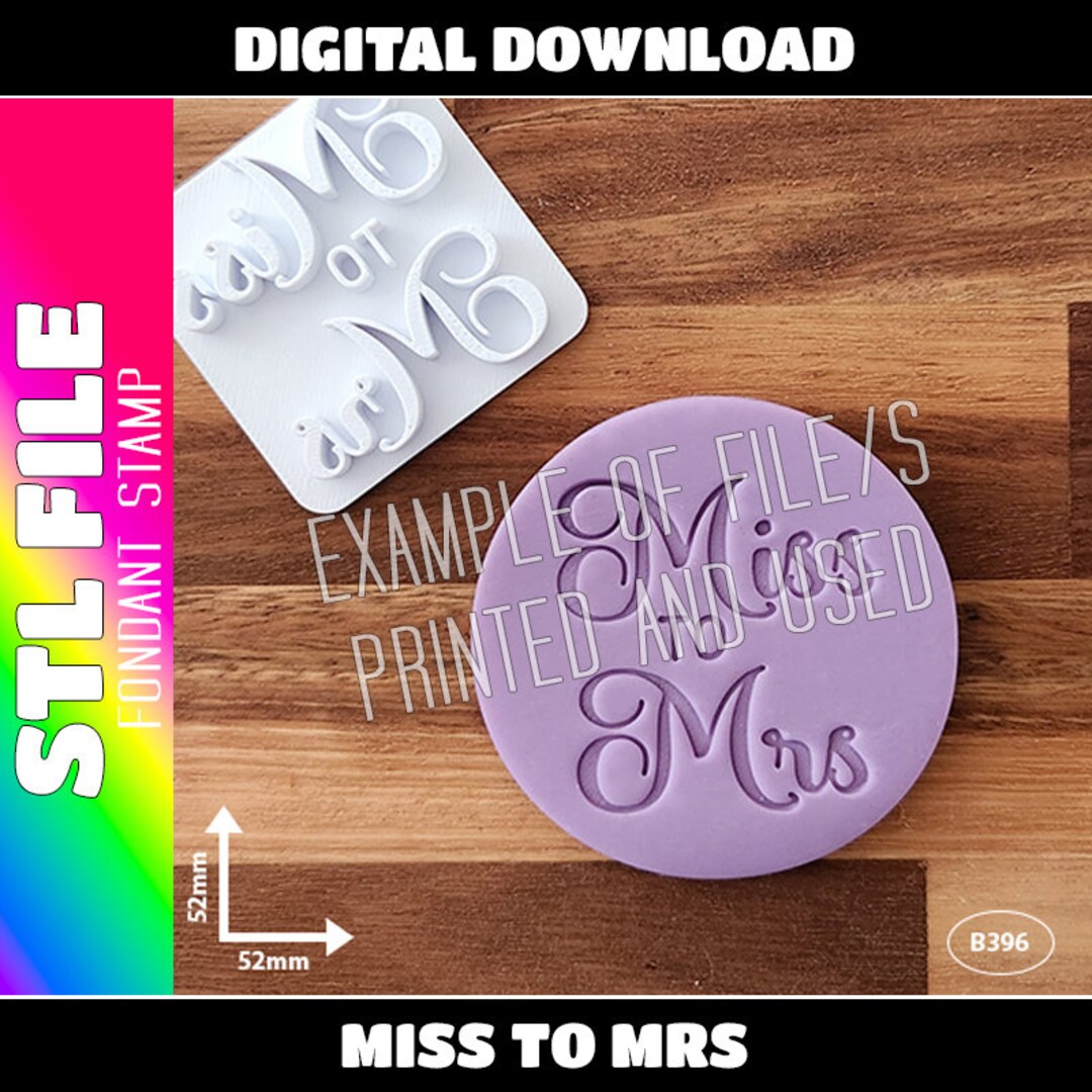 DIGITAL STL FILE - Miss to Mrs Text Fondant Stamp - Etsy