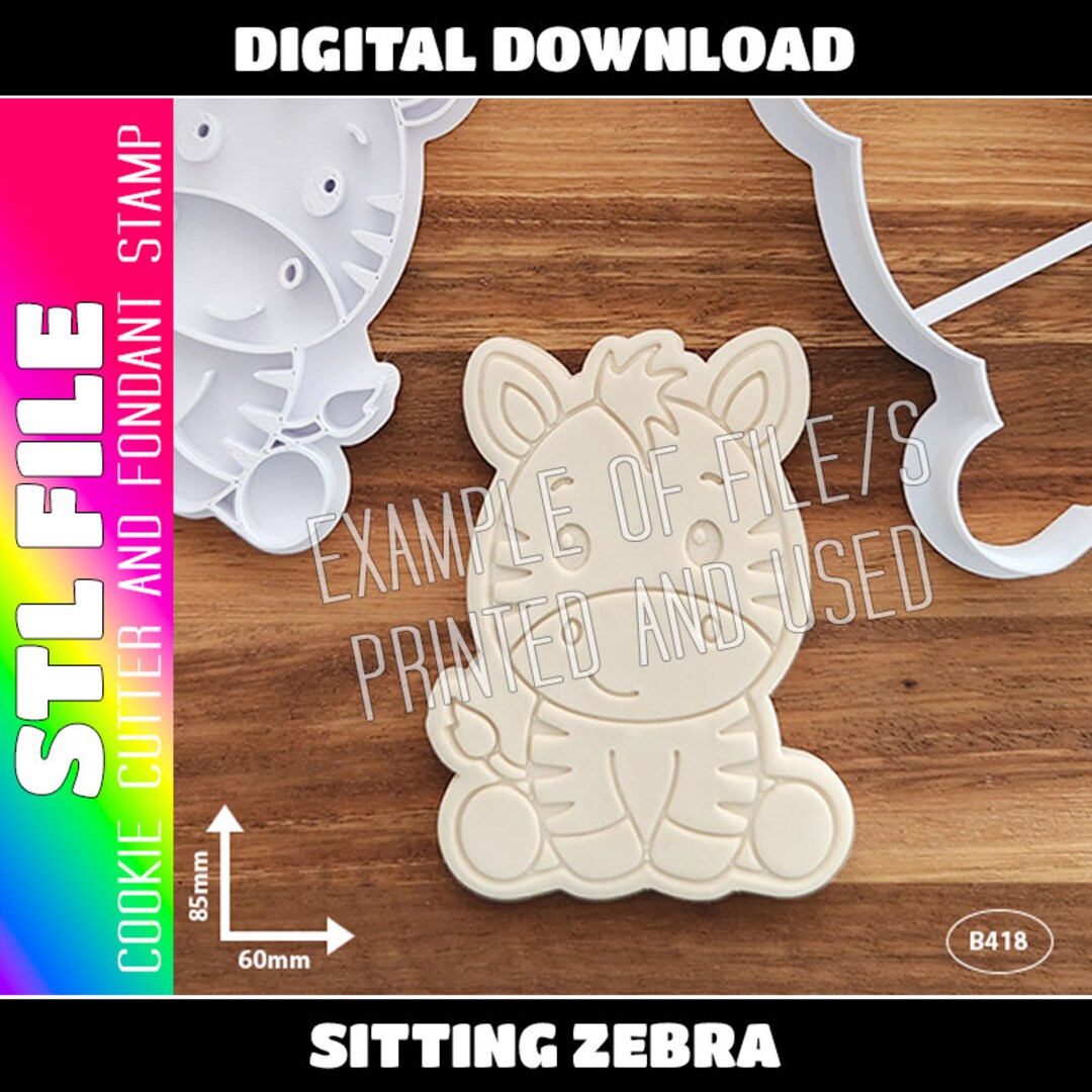 DIGITAL STL FILE Sitting Zebra Cookie Cutter and Fondant Stamp - Etsy
