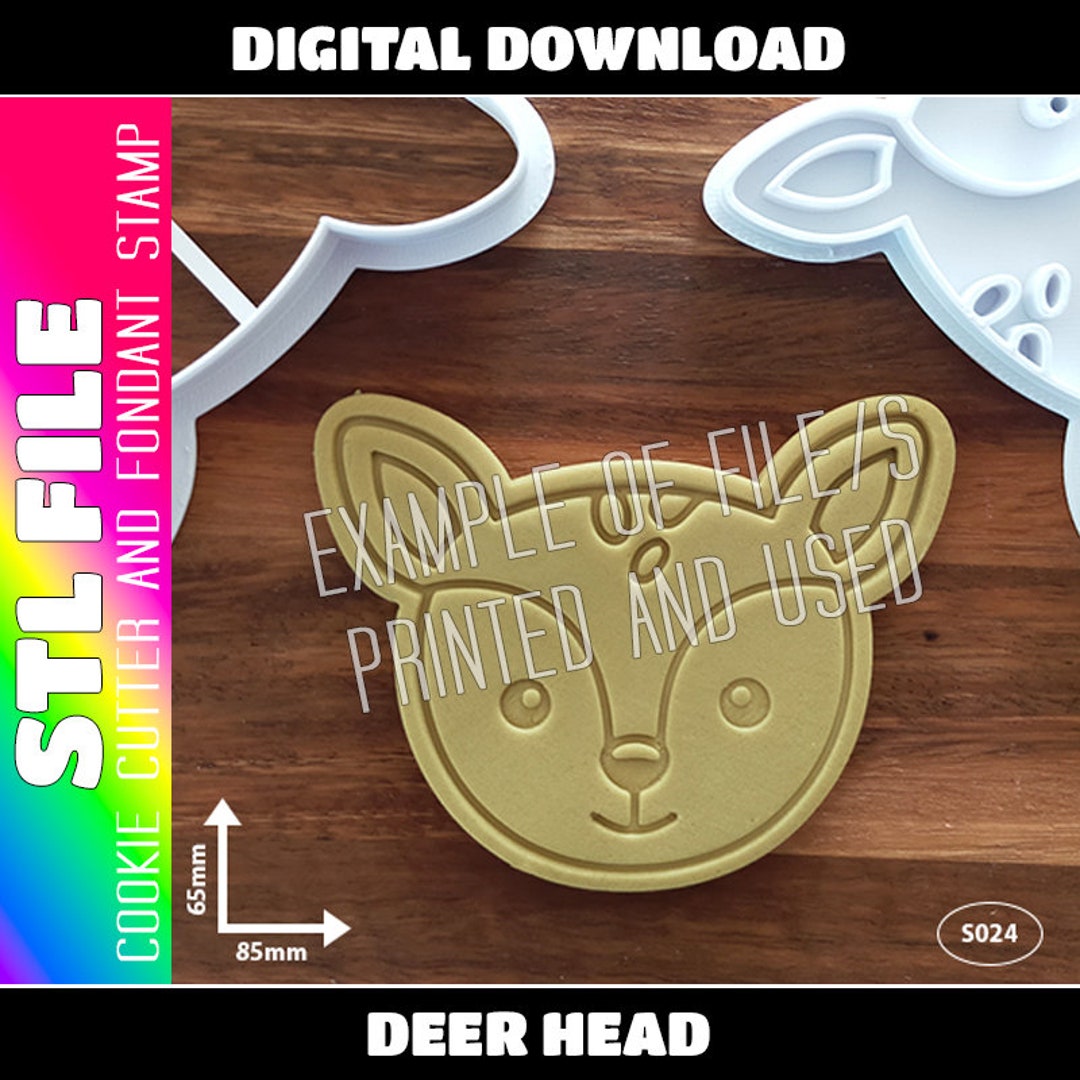 DIGITAL STL FILE Deer Head Cookie Cutter and Fondant Stamp - Etsy