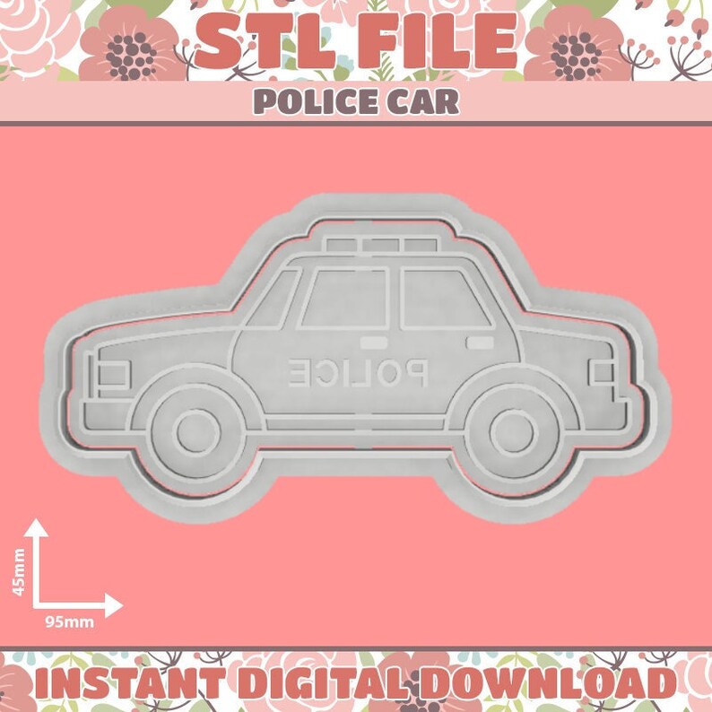 DIGITAL STL FILE Police Car Cookie Cutter and Fondant Stamp - Etsy