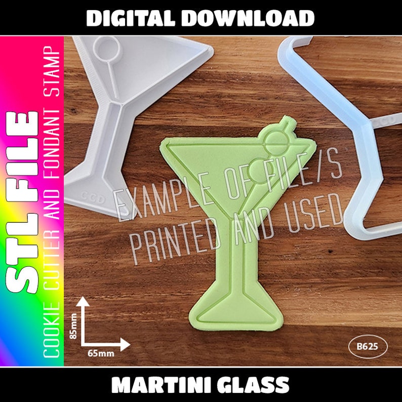 DIGITAL STL FILE Martini Glass Drink Cookie Cutter and Fondant Stamp - Etsy