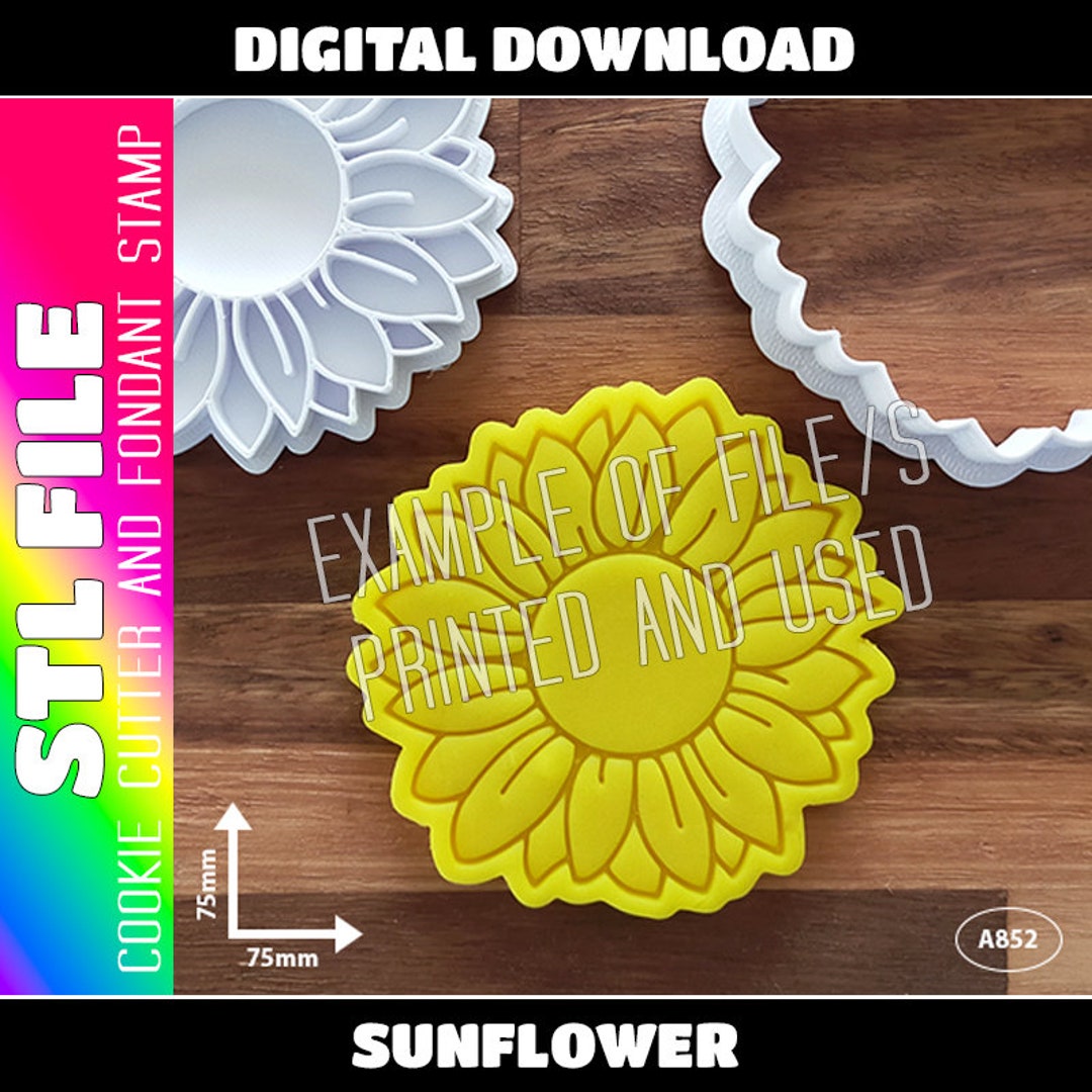 DIGITAL STL FILE - Sunflower Cookie Cutter and Fondant Stamp - Etsy