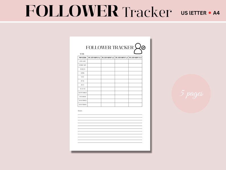 Follower Tracker Printable Follower Tracker Social Media - Etsy