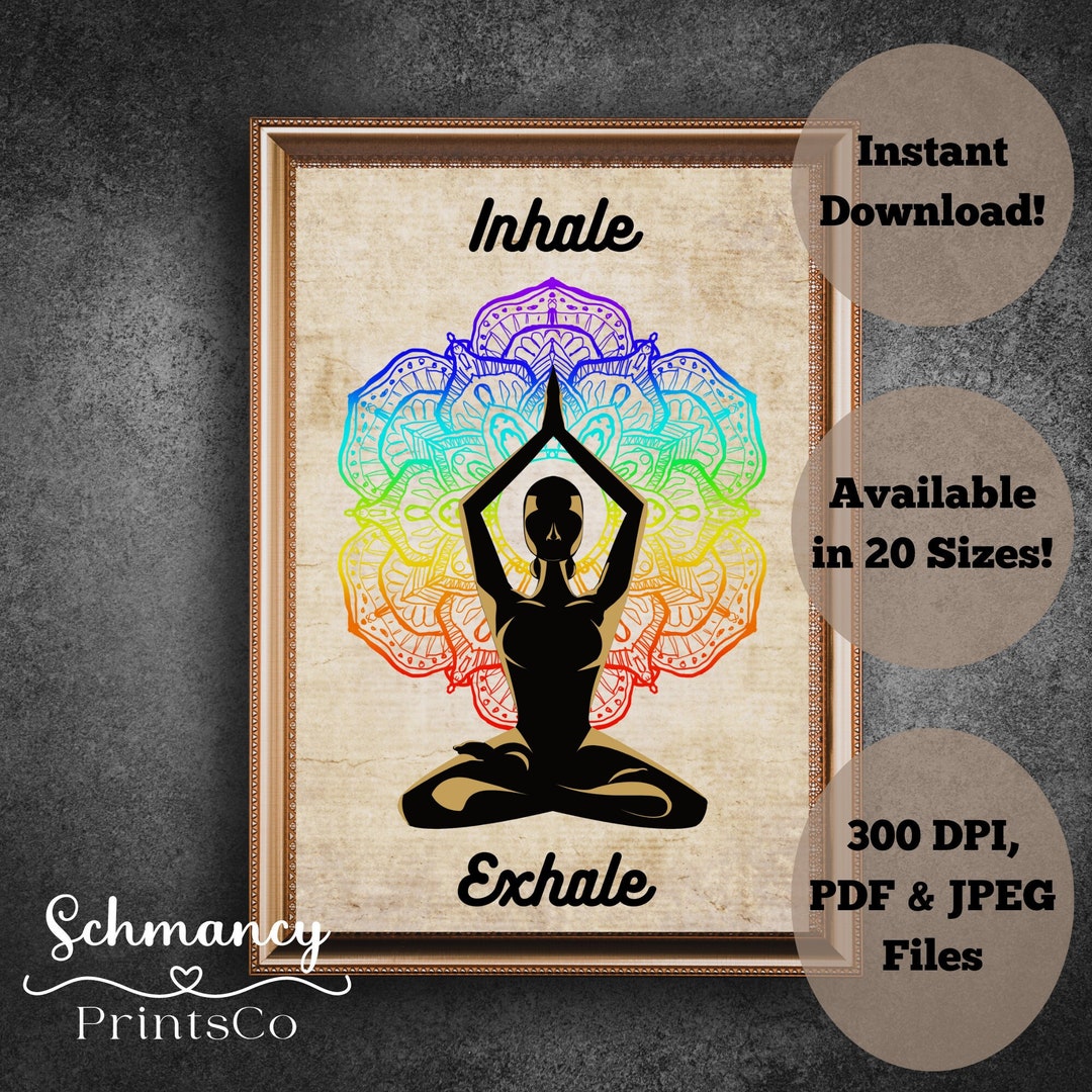 Inhale Exhale Poster Printable Wall Art Mandala Boho Wall Decor ...