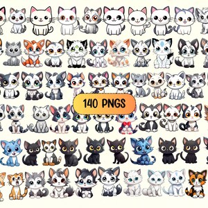 Cats Bundle Kawai Clipart, Cats Clipart, Cats Breeds, Kitten Clipart ...