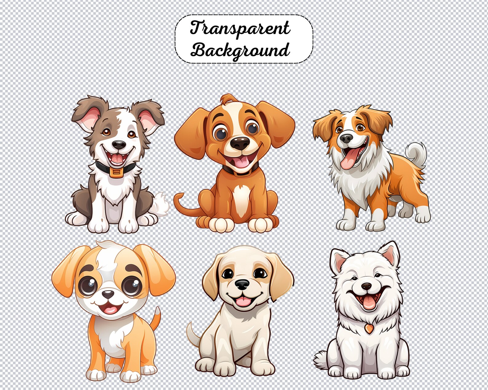 Dog Clipart Bundle PNG, Cute Dogs Cartoon, Cute Dogs Bundle, Dogs PNG ...