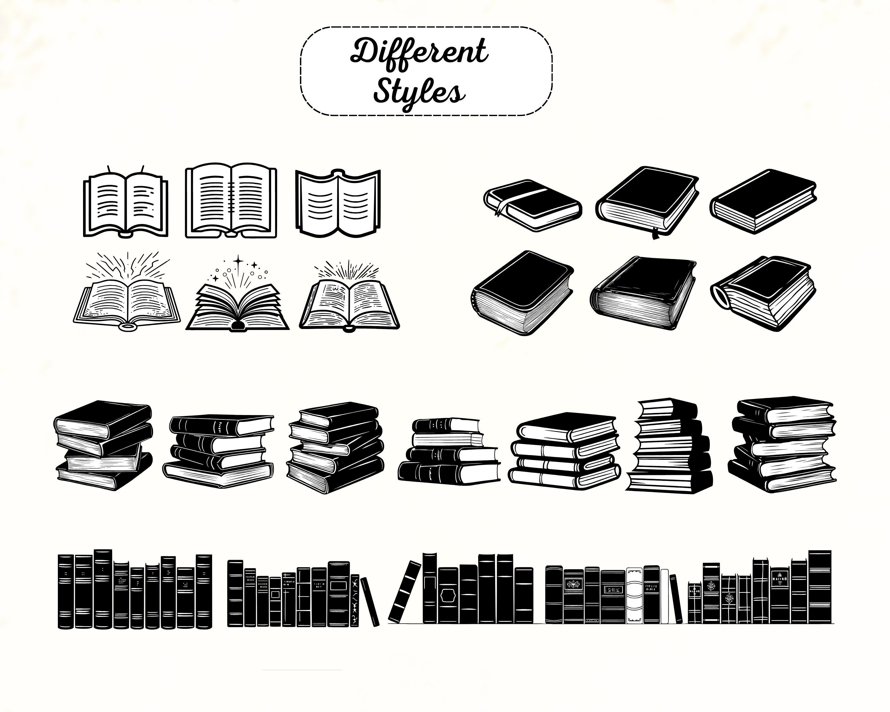 Books SVG Bundle, Books Vector Silhouette, Stacked Books SVG, Book Cut ...