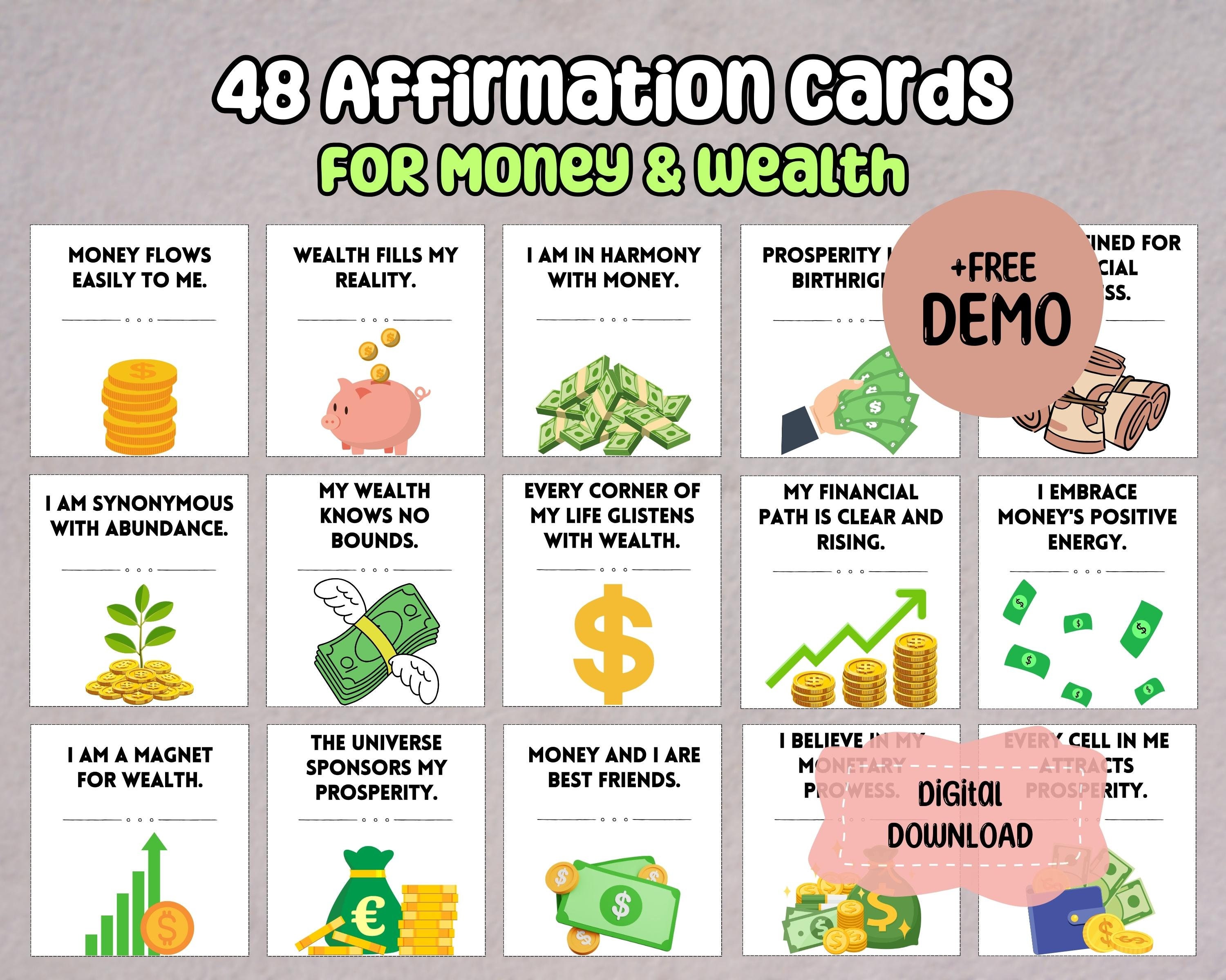 48 Printable Affirmation Cards for Money and Wealth Affirmations to ...
