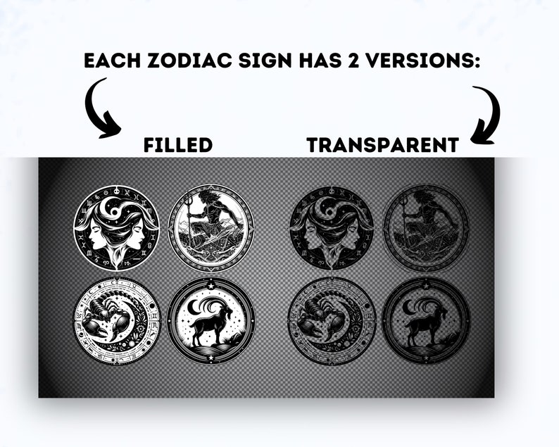 All 12 Zodiac Sign BUNDLE SVG, Zodiac Sign Clipart, Birth Zodiac Sign ...