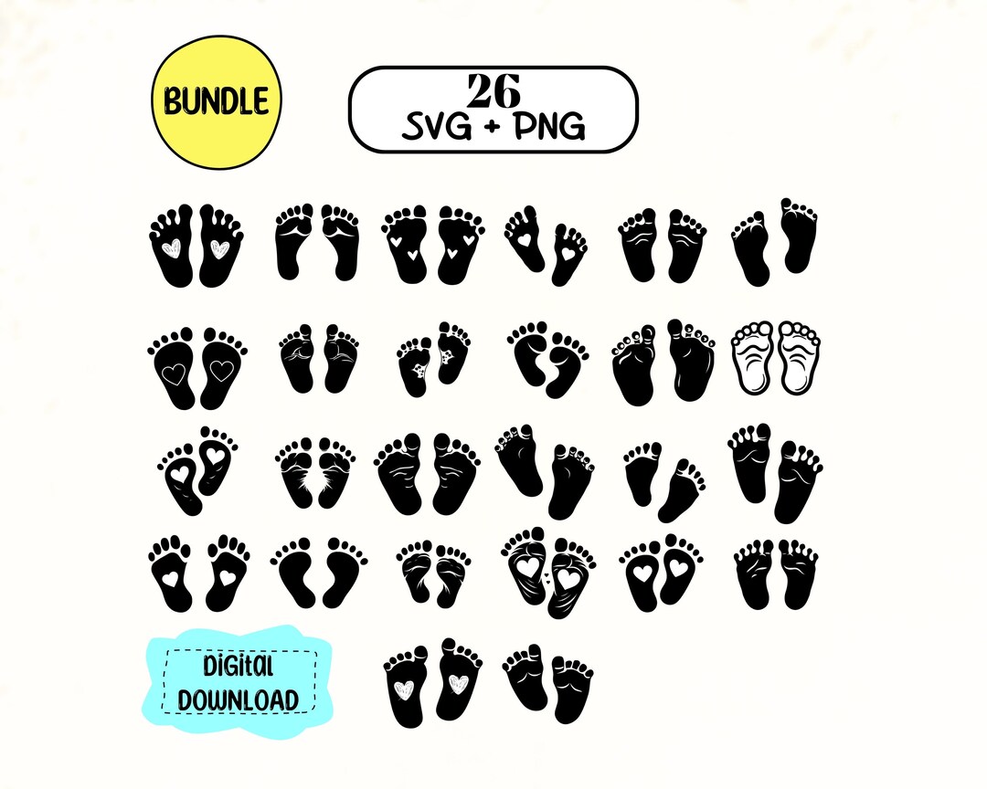 Baby Footprint SVG BUNDLE, Baby Feet SVG, Footprint Craft, Footprint ...
