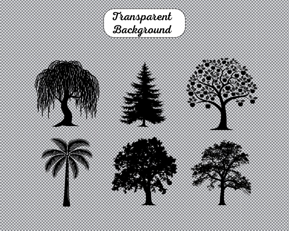 TREE Silhouette SVG Bundle, Evergreen Tree Svg, Tree Vector, Tree Cut ...