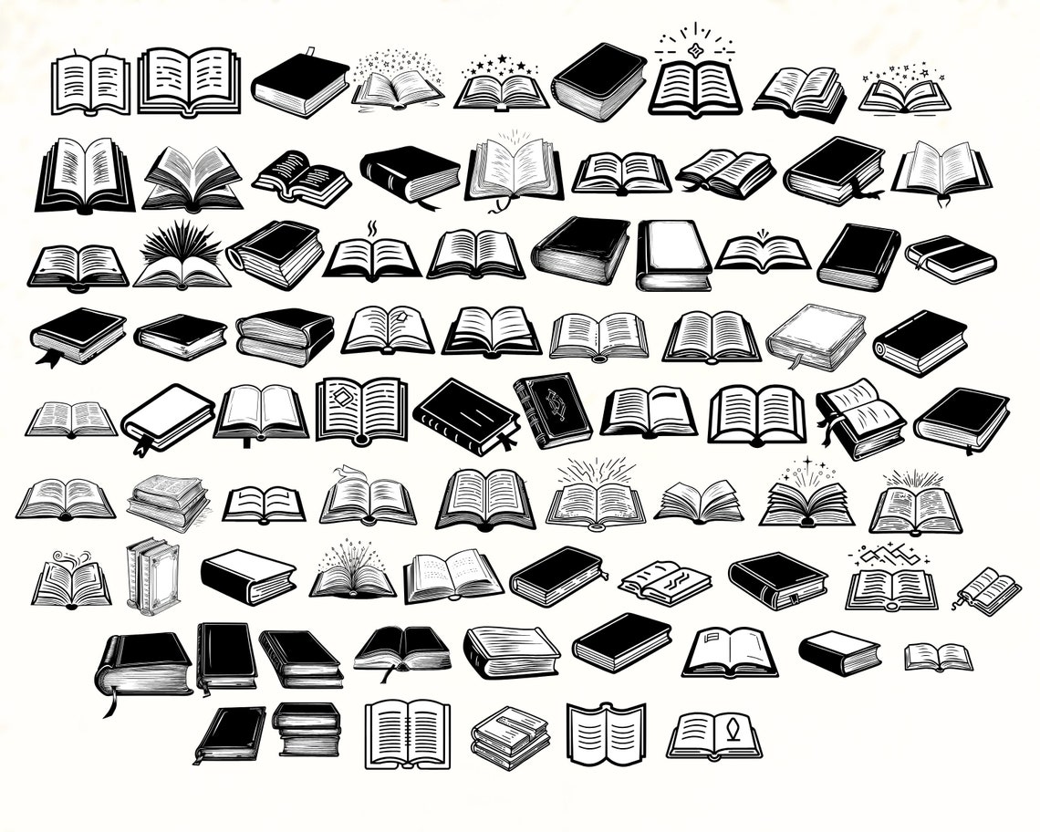 Books SVG Bundle, Books Vector Silhouette, Book Lovers Svg, Stacked ...