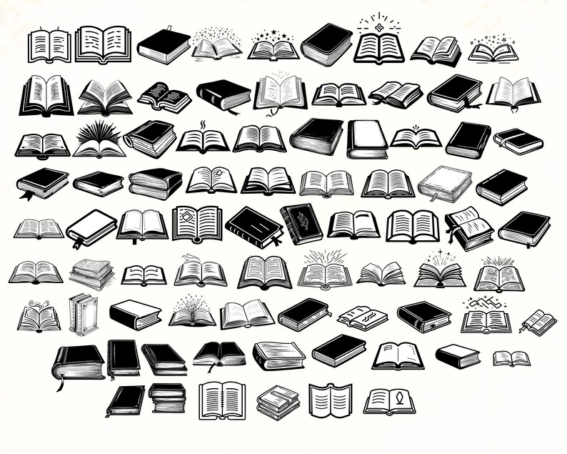 Books SVG Bundle, Books Vector Silhouette, Book Lovers Svg, Stacked ...